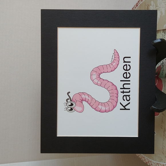 Wall Decor | Picture Print 8x1 Pink Inchworm Black Mat Name Kathleen ...